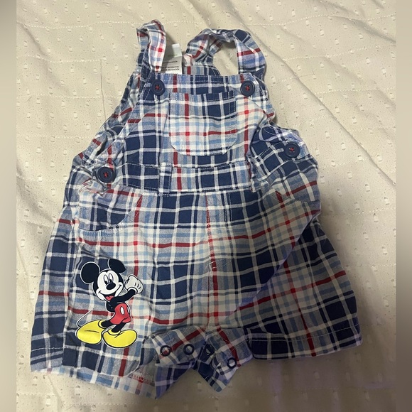 Disney | Bottoms | Plaid Mickey Mouse Overalls Like New | Poshmark